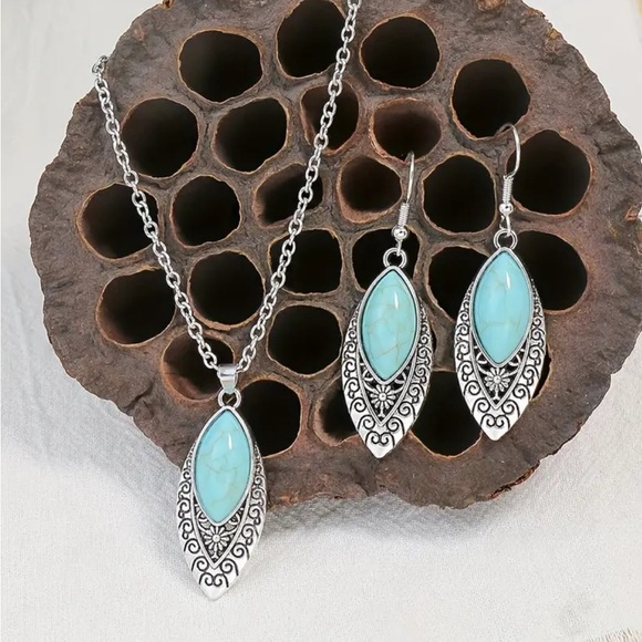 Jewelry | Vintage Jewelry Set Inlaid Turquoise | Poshmark